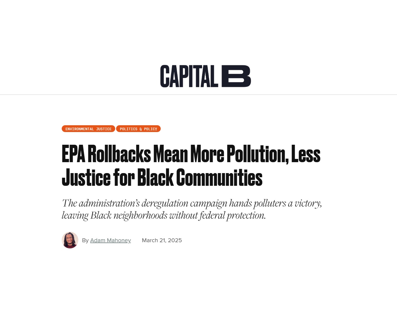Leslie Fields Discusses Disparate Impacts of EPA Rollbacks with Capital ...